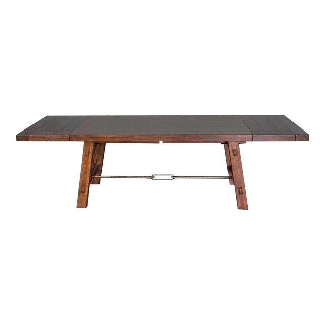 Rustic Solid Wood Extendable Dining Table With 2 Leaves | Chairish