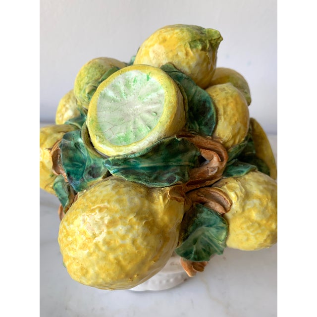 Vintage Italian Majolica Ceramic Lemon Basket Topiary Centerpiece ...