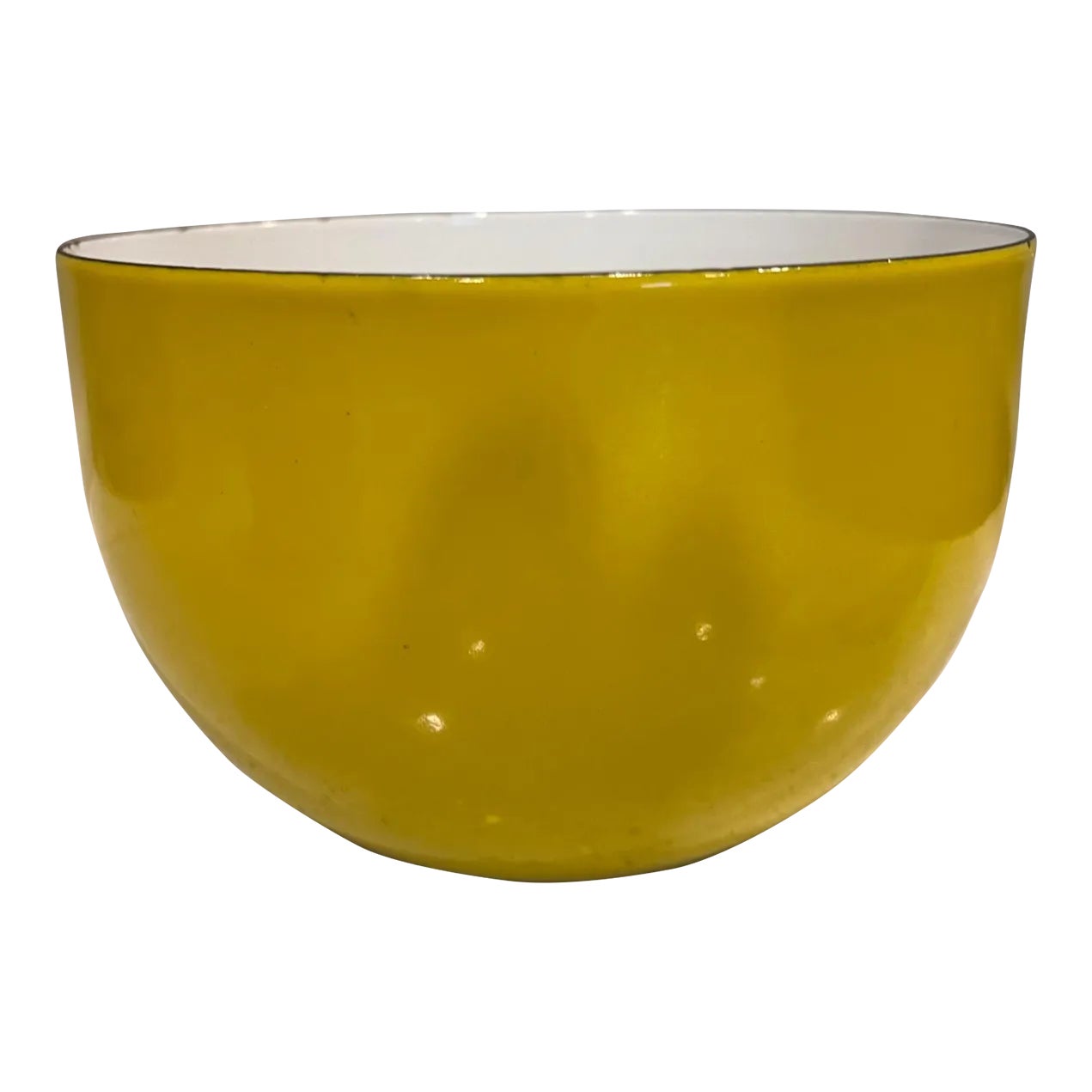 Scandinavian Modern Yellow Enamel Serving Mixing Bowl | Chairish