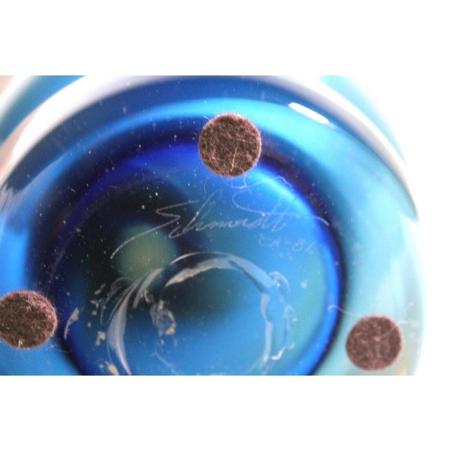 1986 Jack Schmidt Postmodern Studio Yellow & Blue Hand Blown Glass Vase ...
