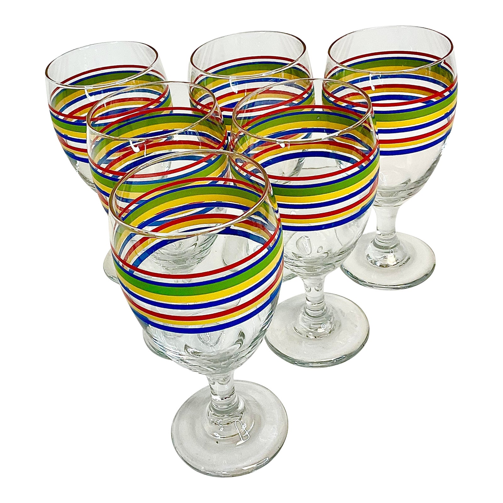 1980s Americana Libbey Fiestaware Rainbow Mambo Goblets - Set of 6. | Chairish