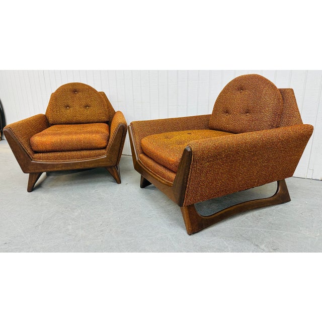 Mid Century Modern Adrian Pearsall Style Burnt Orange Walnut Arm Chairs