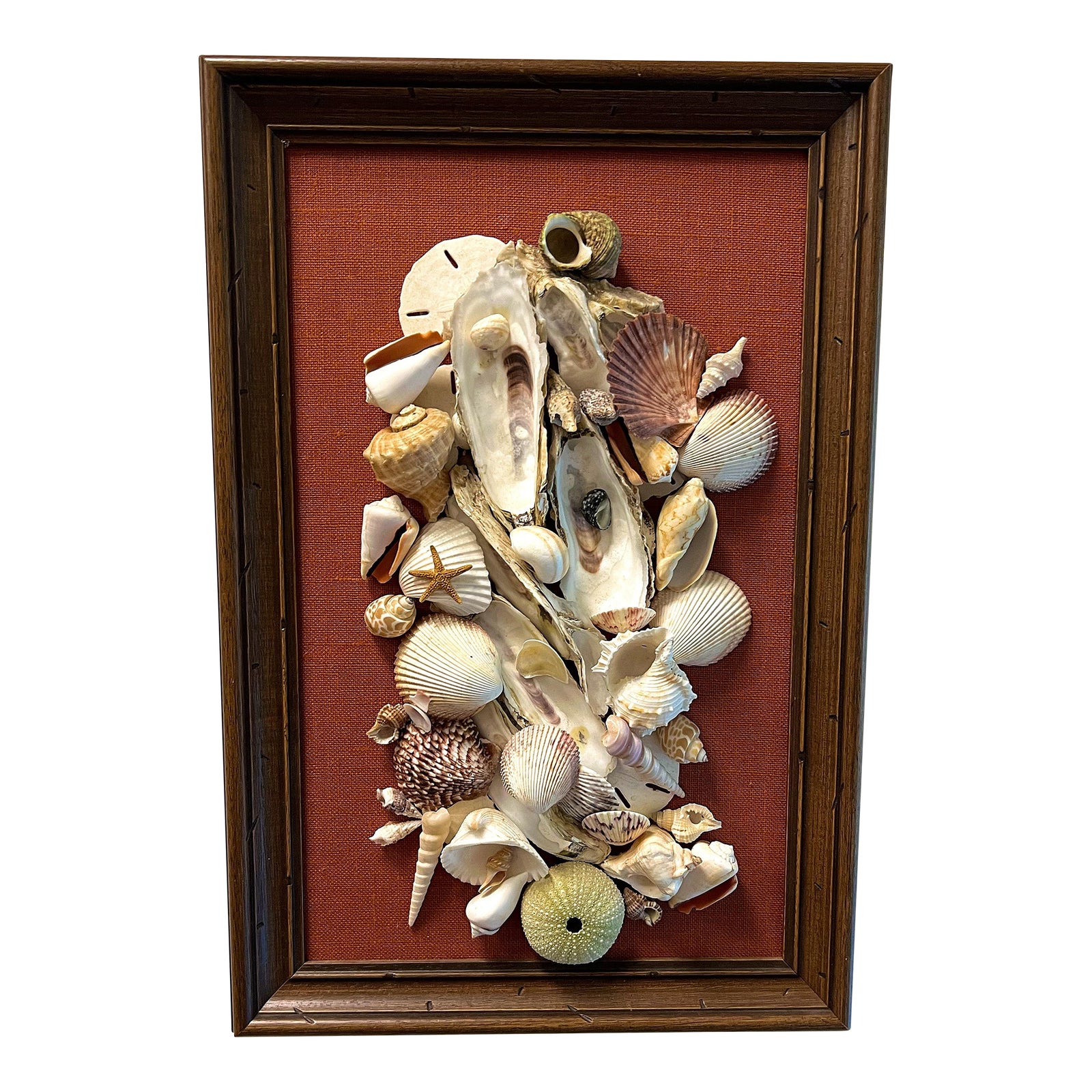 Vintage Original Framed Seashell Art Collage on Canvas | Chairish