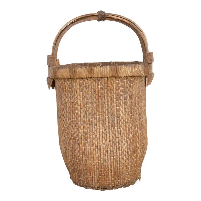 Tall Antique Chinese Basket | Chairish