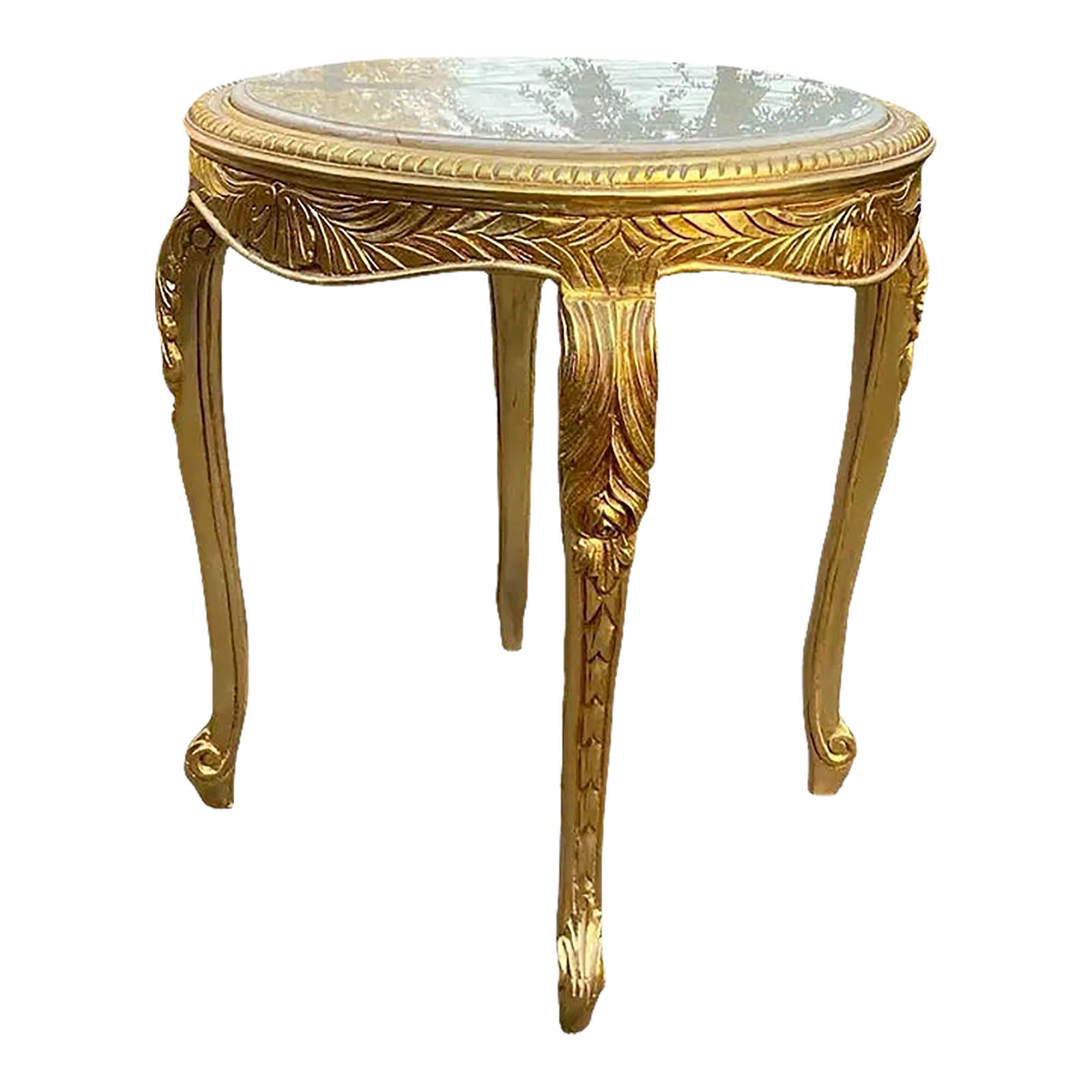 Late 20th Century French Louis XVI Side Table With Gold Leaf Finished ...