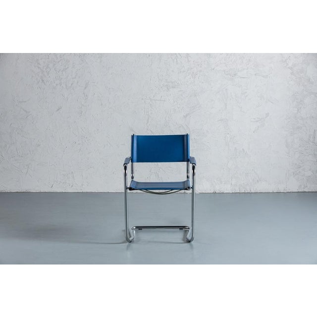 Blue Leather Chair from Mart Stam, 1970s | Chairish