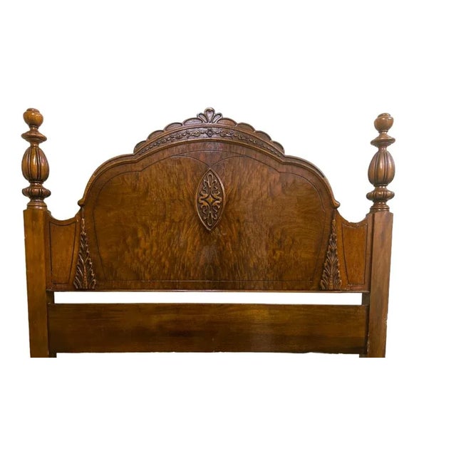 Antique 1920s Spanish Revival Walnut, Oak and Burlwood Full Size Bed ...