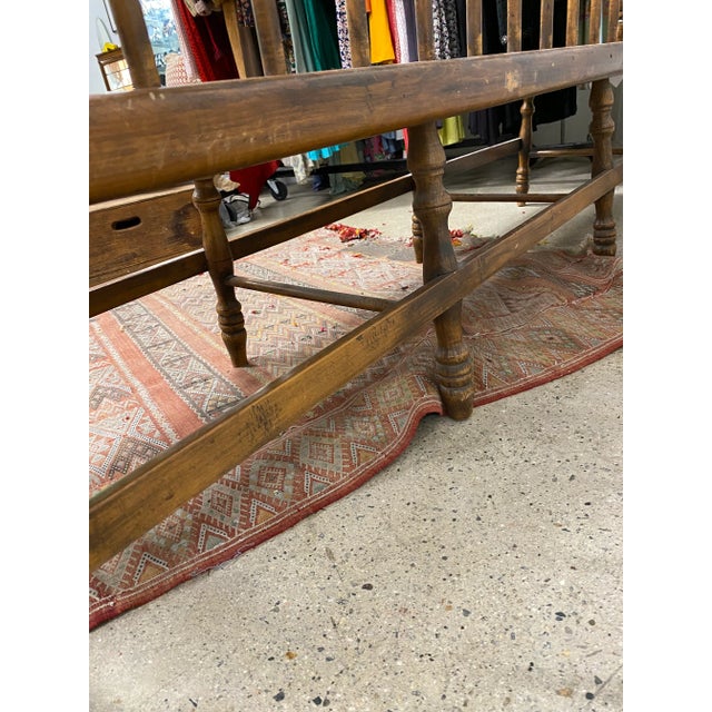 Large 1920s/30s Antique Windsor Style Wooden High Back Bench | Chairish