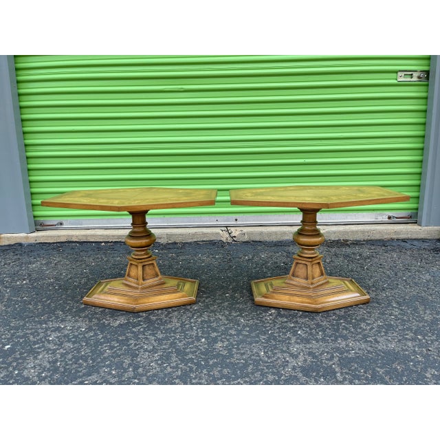 Weiman Mid Century Heirloom Capri Burl Neo-Classical Side Tables | Chairish