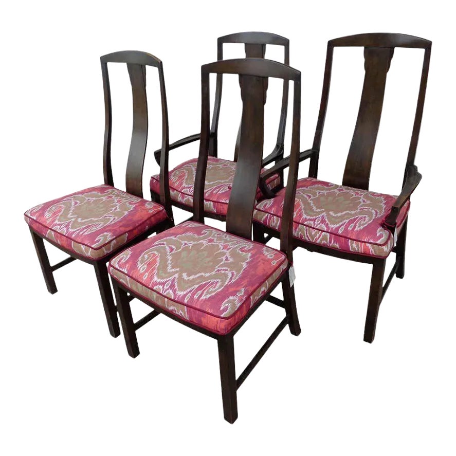 17th Century Baker Ikat Print Dining Chairs - Set of 6 | Chairish