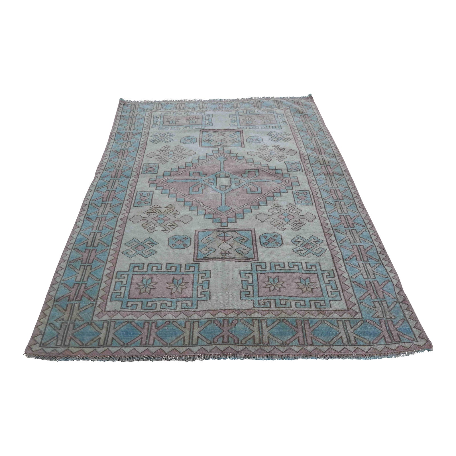 Neutral Color Oushak Style Area Rug 4′11″ × 6′4″ | Chairish