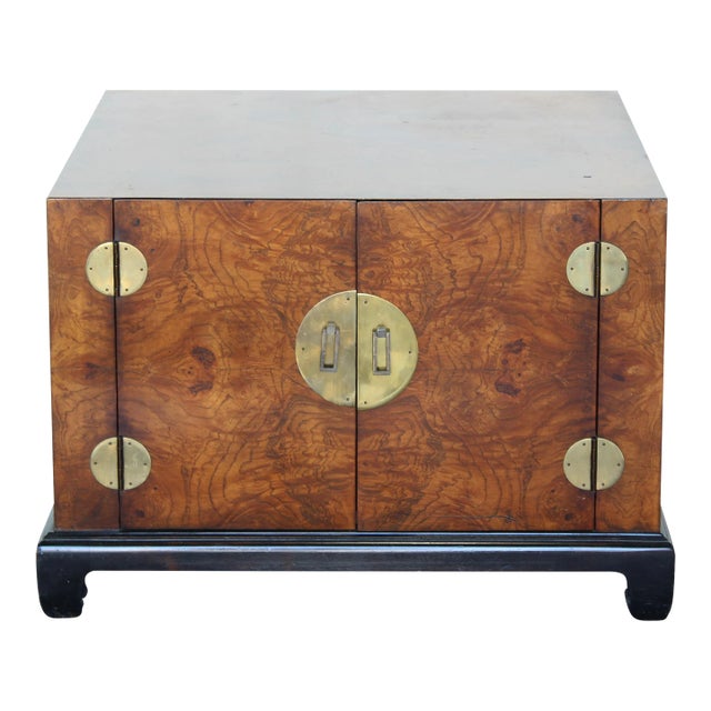 Vintage Burlwood Asian Style Side Table | Chairish