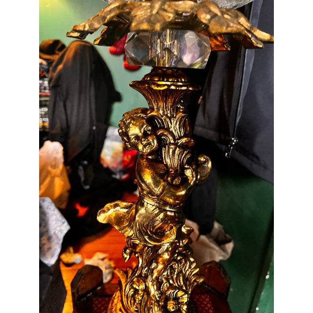 Vintage French Hollywood Regency Gold Cherub Crystal Glass Globe Table ...