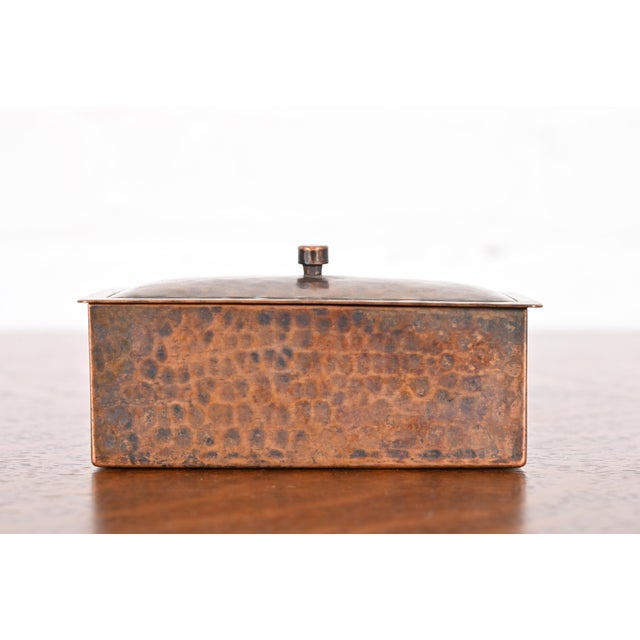 Signed Gustav Stickley Arts & Crafts Hammered Copper Box | Chairish