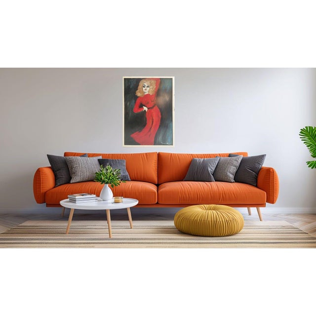 1960s Blonde Vamping in a Red Dress by Harry Jelinek (1905–1986) | Chairish