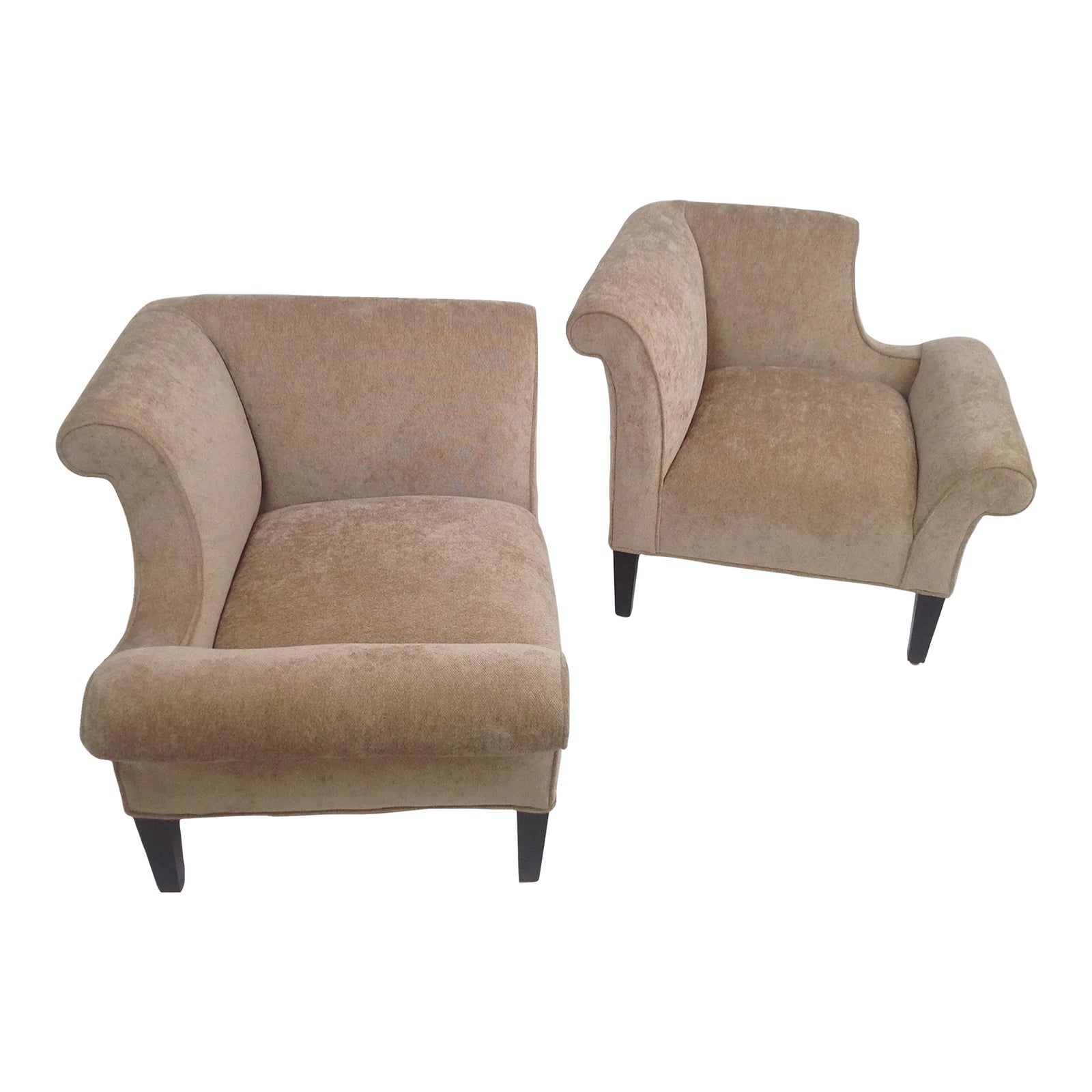 Modern Pair of Unique Lounge Chairs-Pair | Chairish