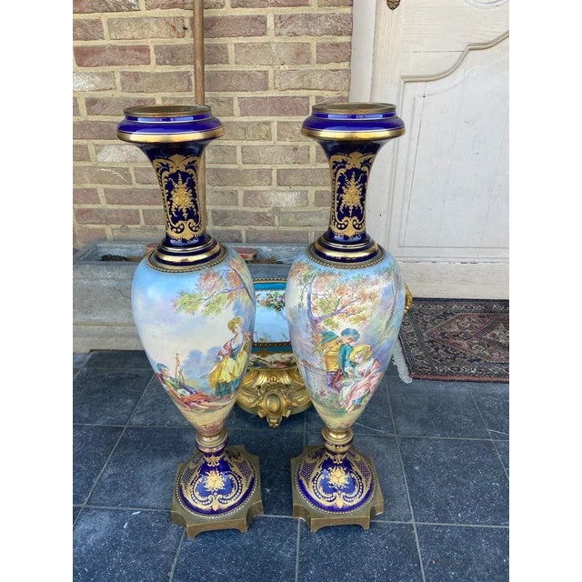 19th Century French Louis XVI Big Sevres Vases - a Pair | Chairish