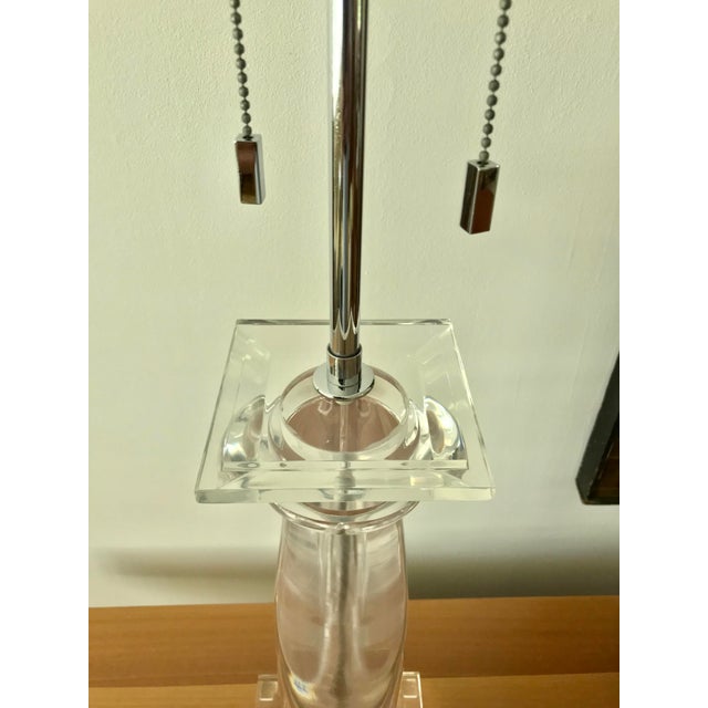 Karl Springer Lucite and Chrome Greek Column Table Lamp | Chairish