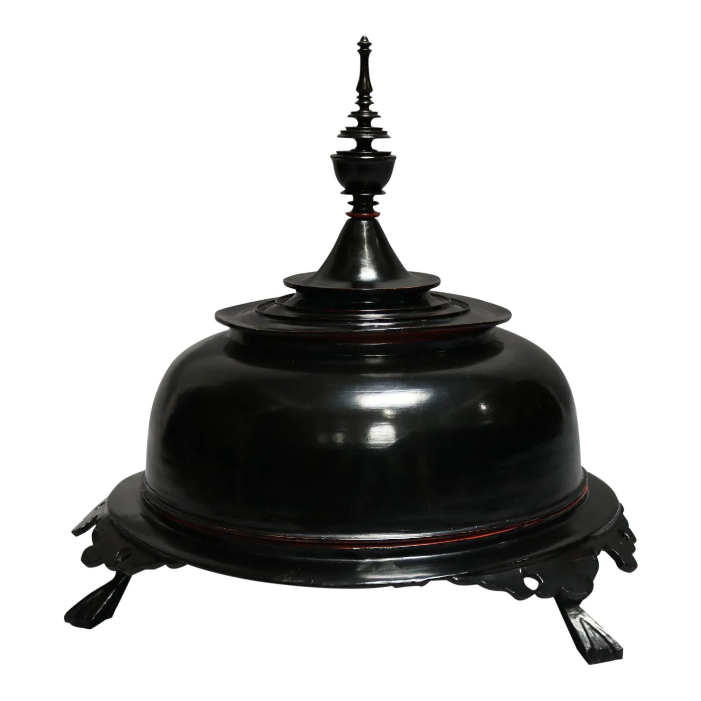 Lacquered Bamboo Offering Tray With Lid | Chairish