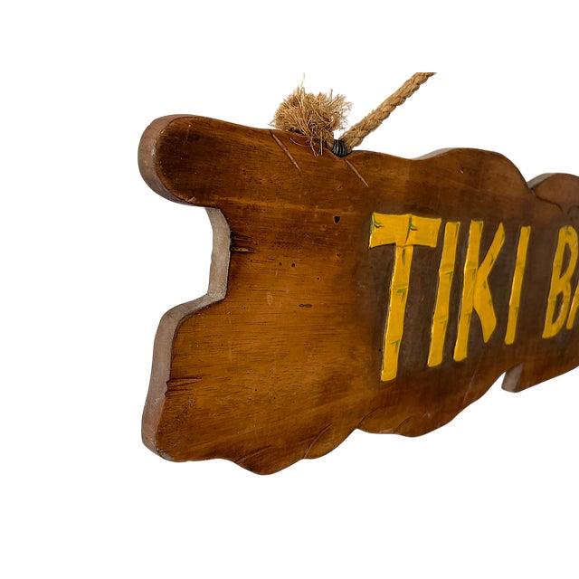 Vintage Large Hand-Carved Wooden Tiki Bar Sign – Rustic & Tropical ...