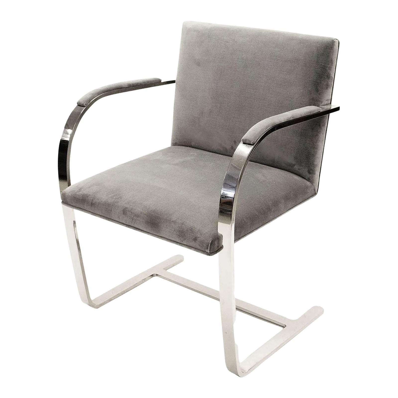 Brno (Knoll) Flat-Bar Chairs in Light Grey, Steel Frame | Chairish