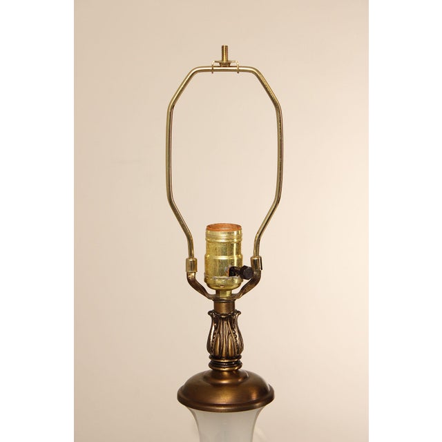 Mid Century Modern Pair of Opalescent Glass Vasiform Lamps | Chairish