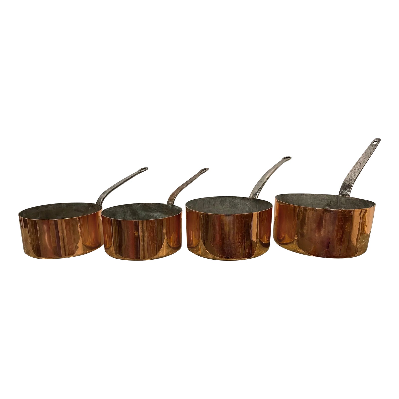 Set of French Four Copper Pots in Different Sizes, 19th Century | Chairish