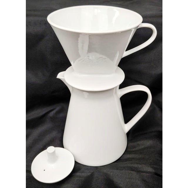 Melitta White Porcelain Coffee Filter and Carafe Set, Set of 2 | Chairish