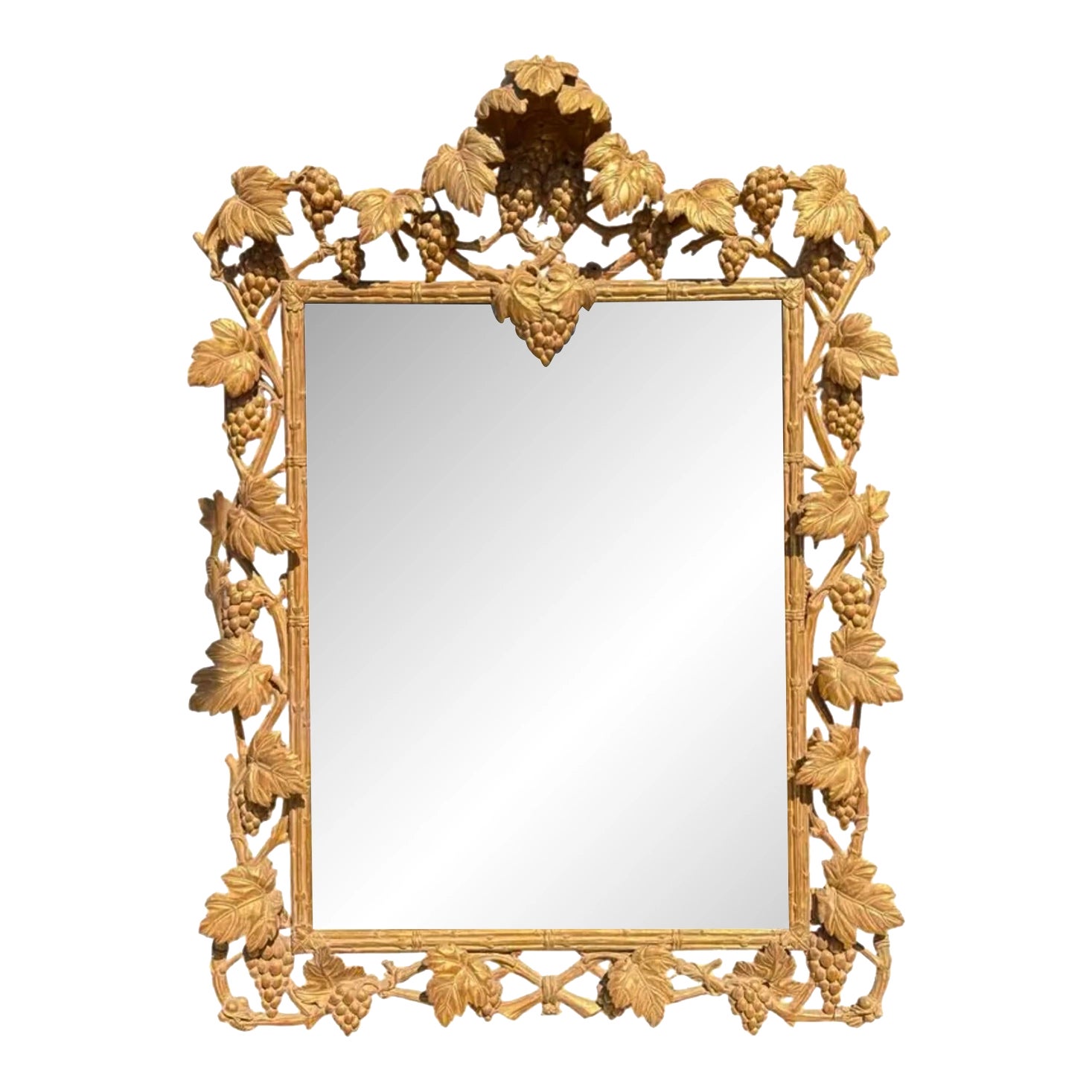 Large 18th C Style Louis XV Giltwood Grape Mirror | Chairish