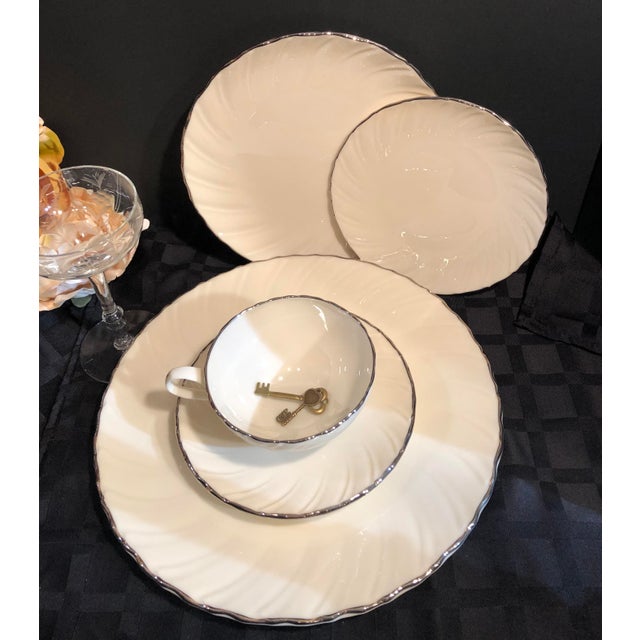 Lenox Weatherly Swirled Dish Platinum Rim Edge Dishes - Set of 10 ...