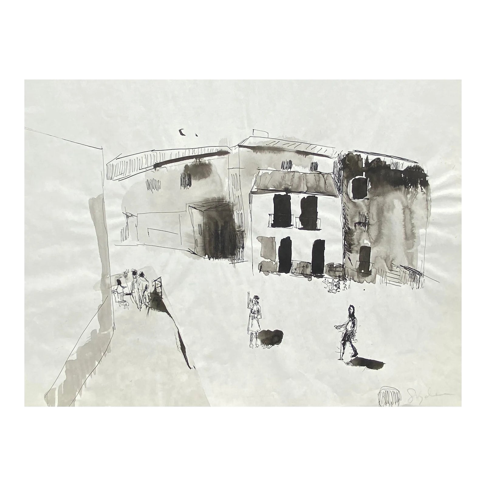 1980s Richard Snyder Street Scene Painting | Chairish