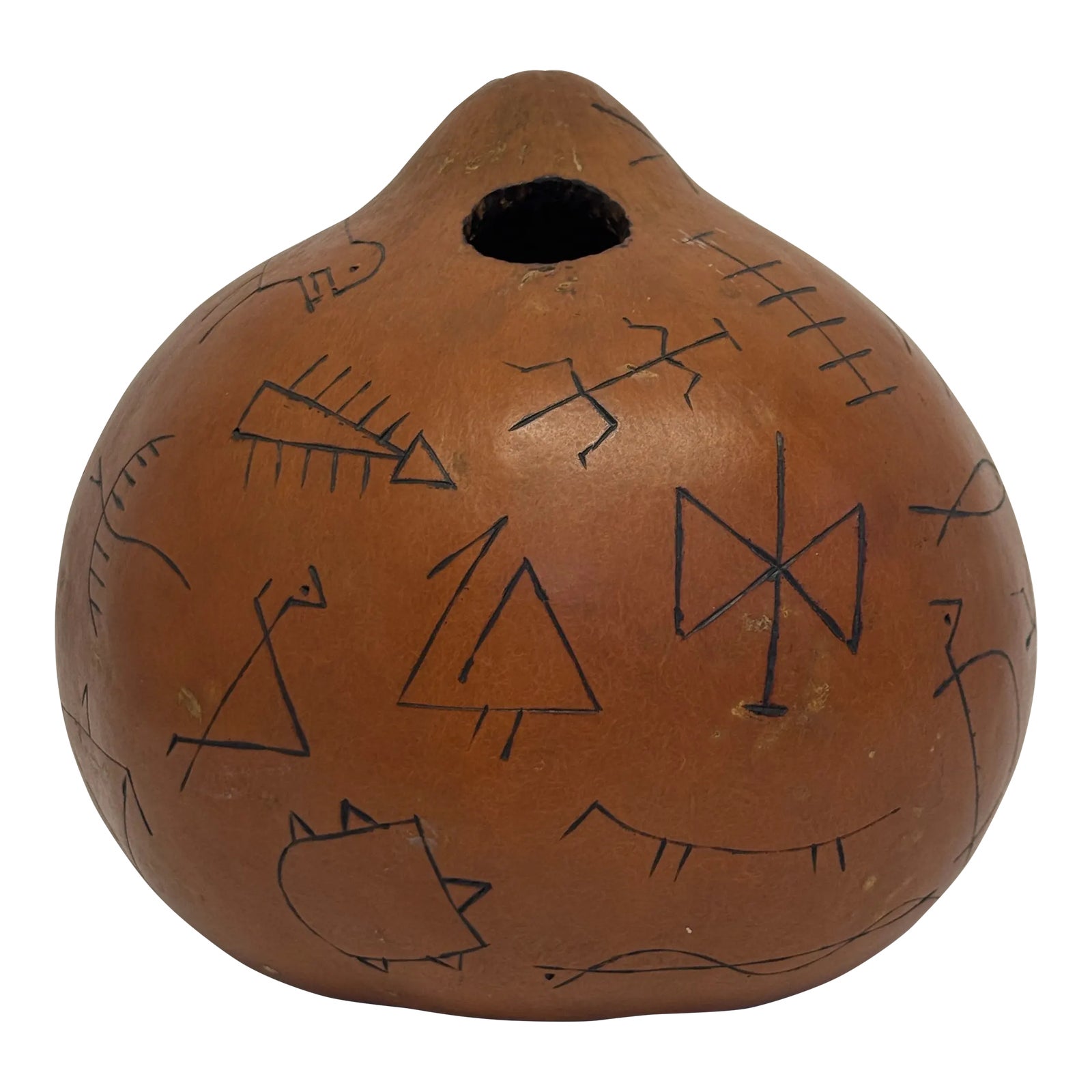 Mid-Century Brazilian Modern Stained Gourd With Hot Needle Point ...