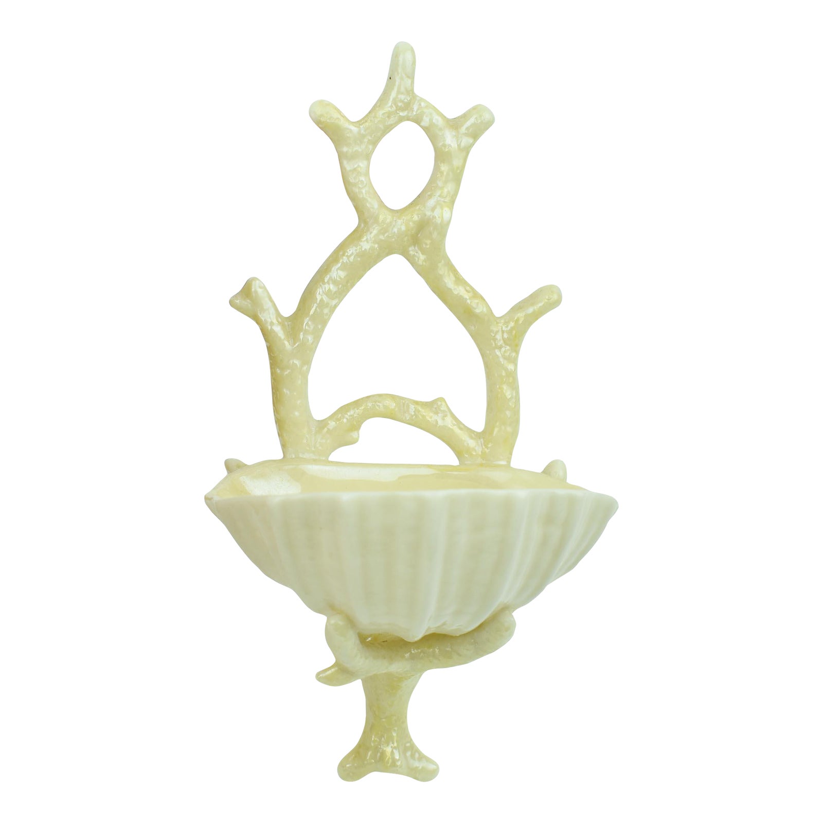 Mid 20th Century Neptune Yellow Shell and Coral Design Holy Water Font ...