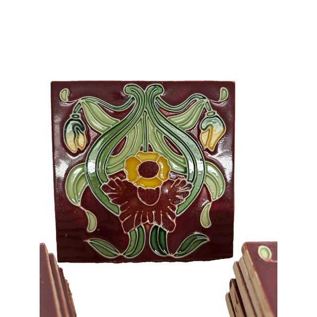 1990s German Embossed Art Nouveau Style Art Tiles - Set of 20 | Chairish