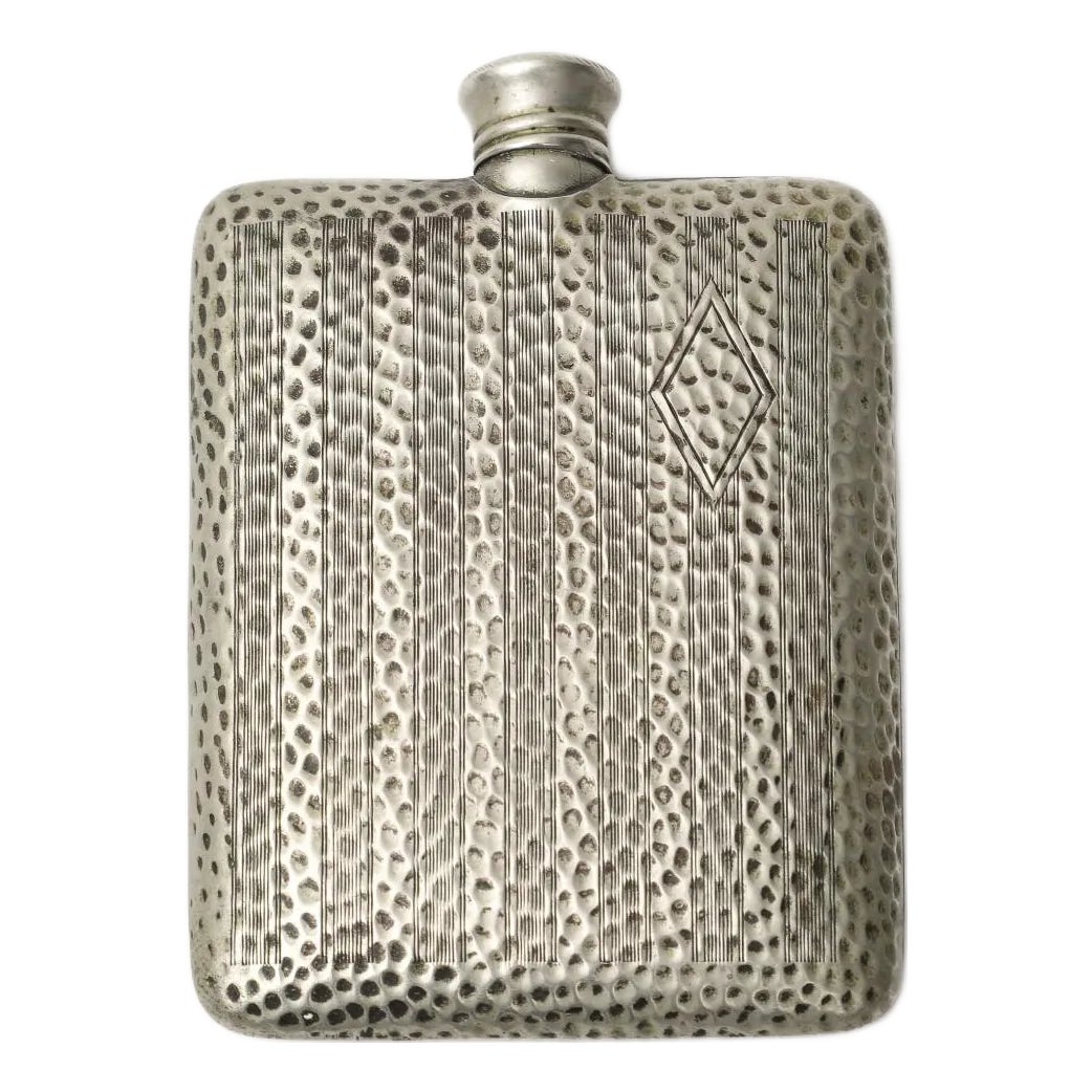 Silver Engraved Flask | Chairish