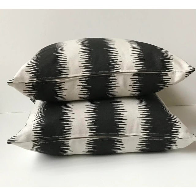 Jagged Striped Modern Black & Off White Pillows- a Pair | Chairish