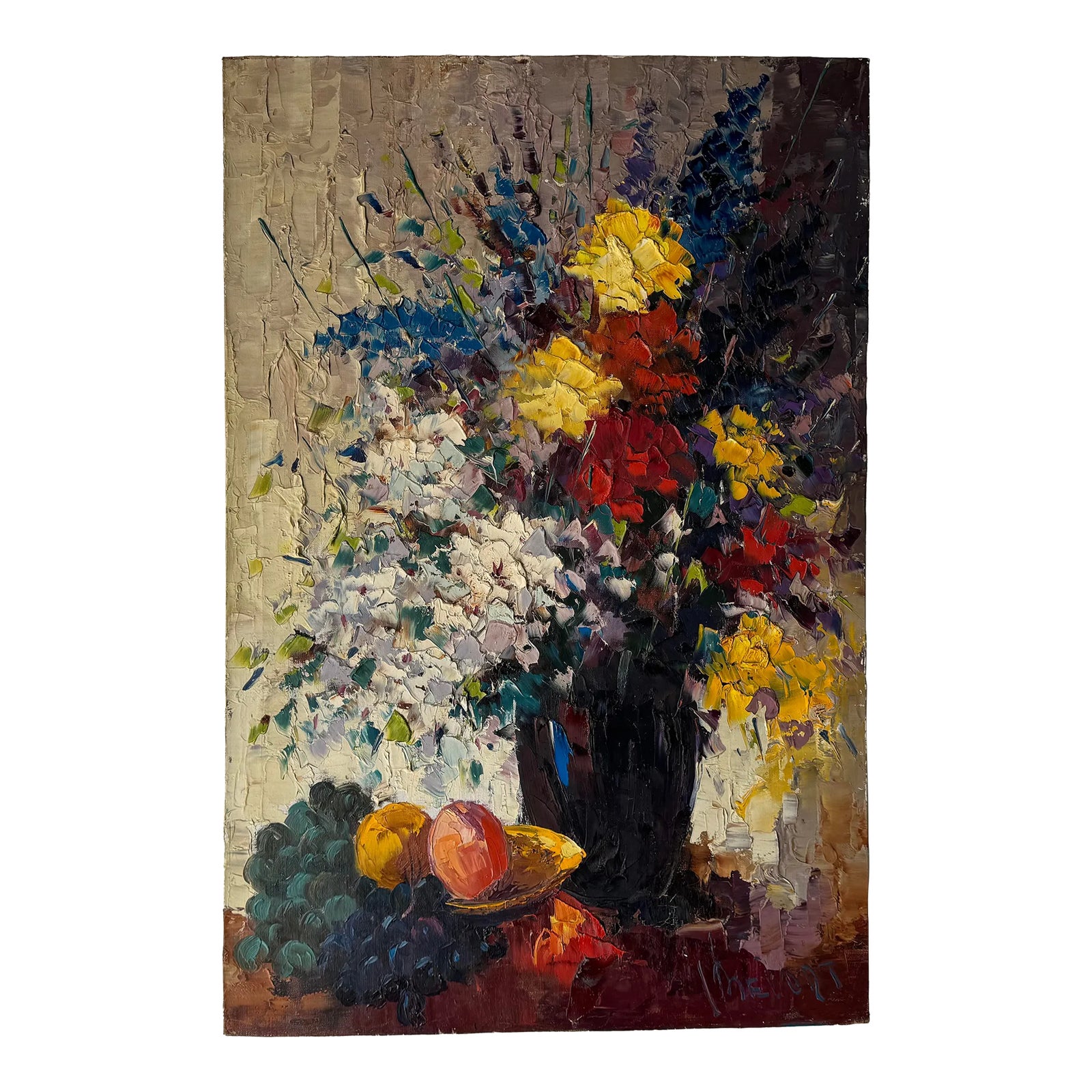 Theodore Van Oorschot ( Dutch 1910-1989 ) Still Life Oil Impasto ...