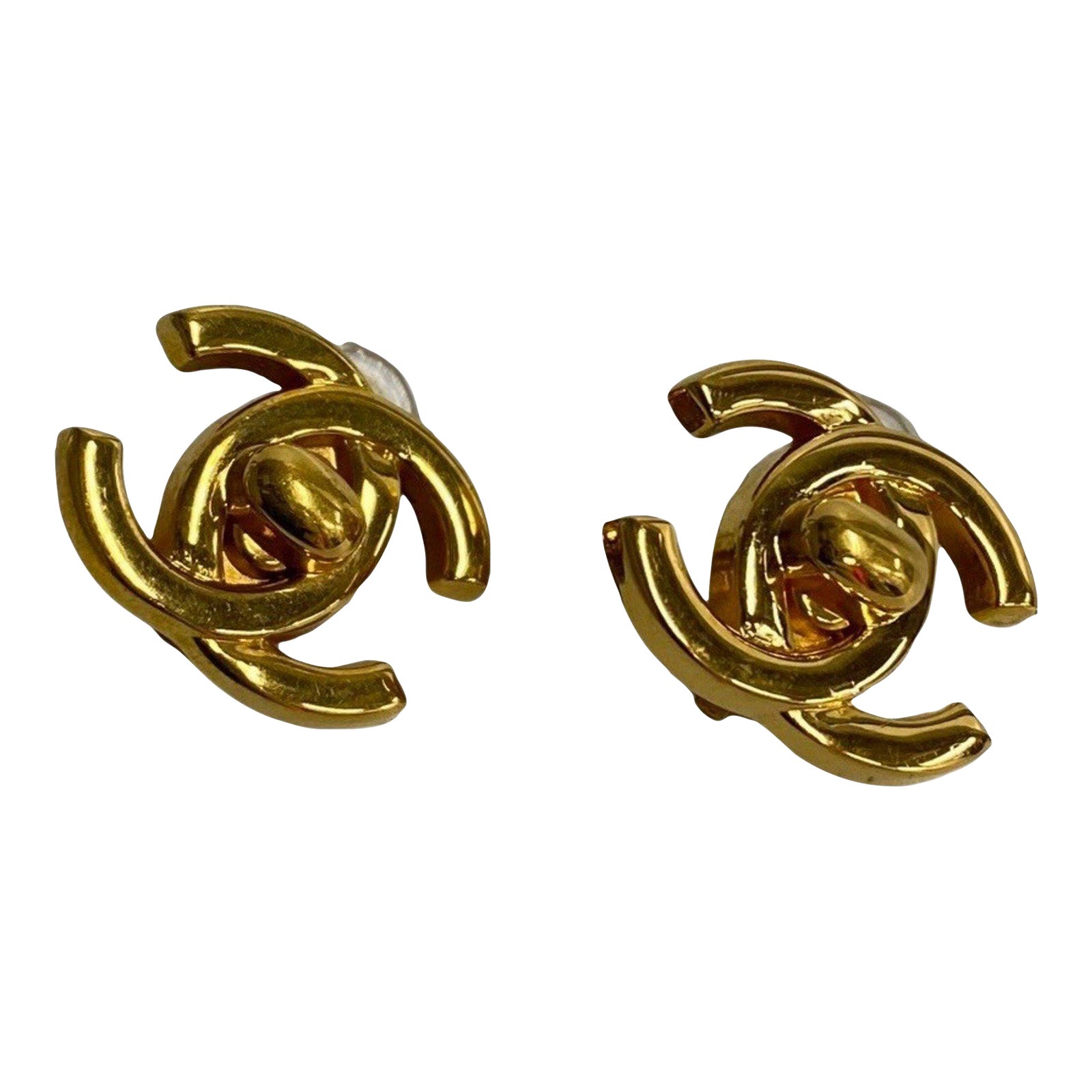 Chanel 96A Coco Mark Motif Earrings Ear Cuff Gold 26704 - 2 Pieces ...