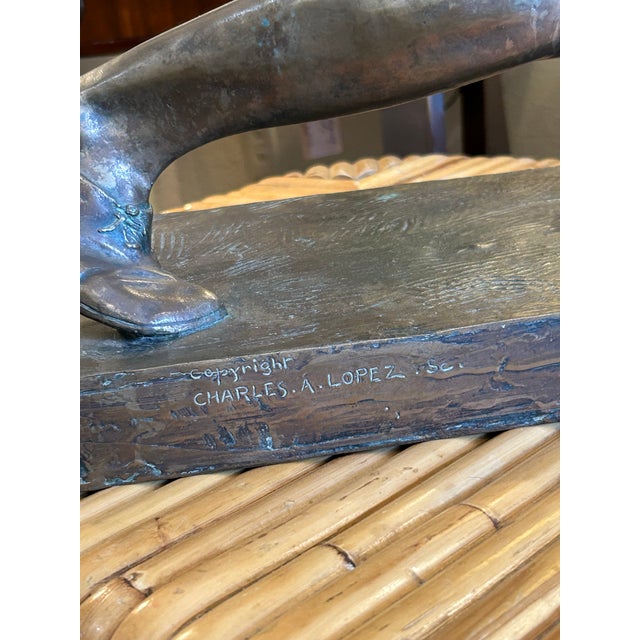 Antique Bronze Sculpture of a Runner by Charles Albert Lopez | Chairish