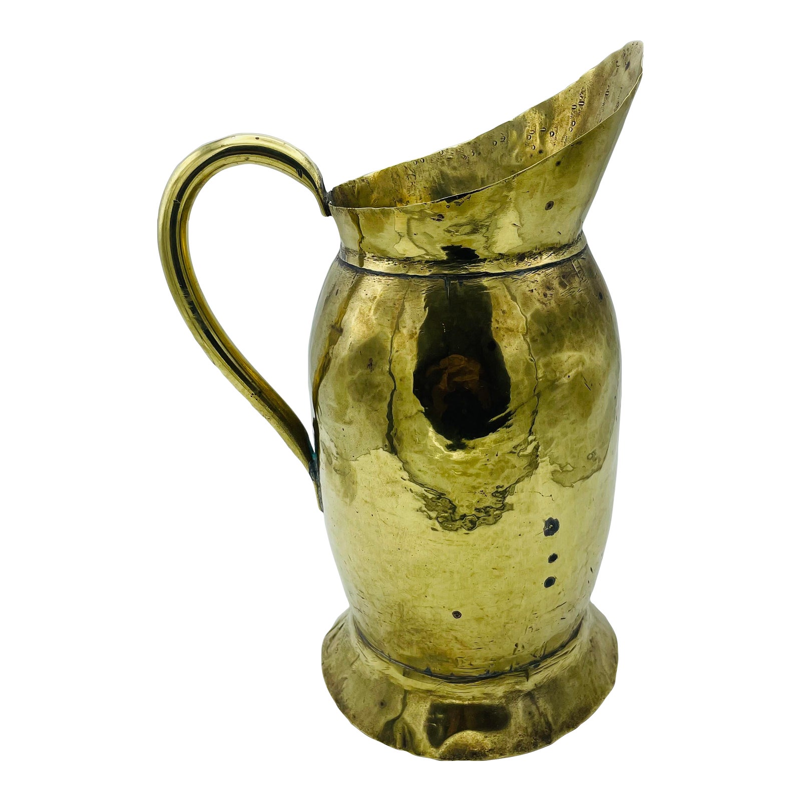 Antique Hammered Brass Pitcher | Chairish