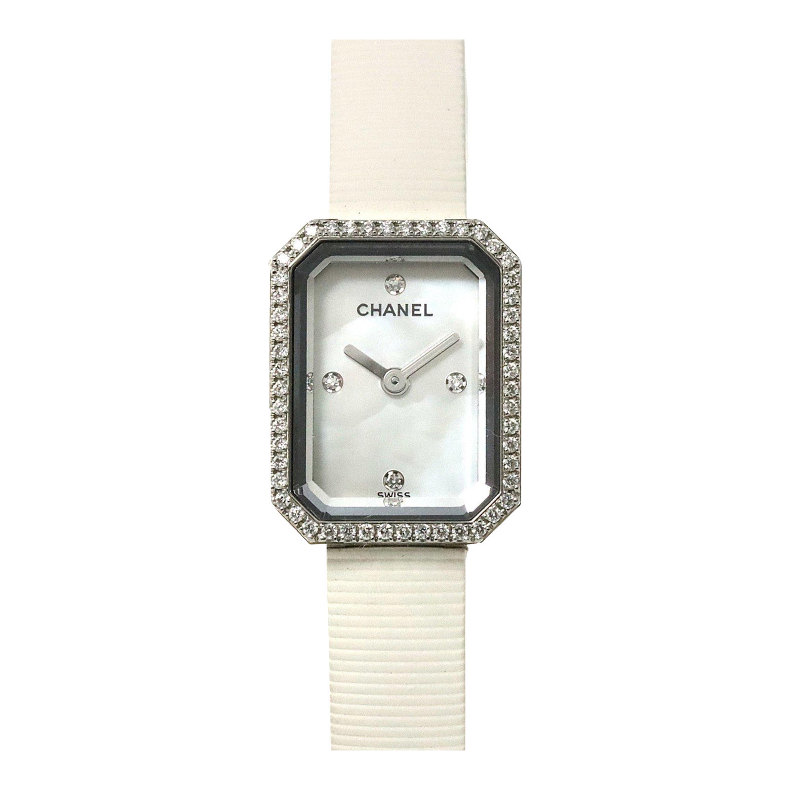 Chanel Premiere H2433 Diamond Bezel Ladies Watch 4P White Shell Rubber ...