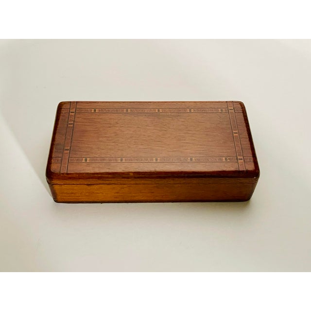 Vintage Dual Chambered Inlaid Wooden Box | Chairish