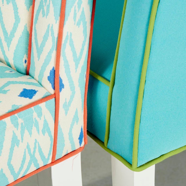 21st Century Colorful Designer Parsons Dining Chairs With Contrasting ...