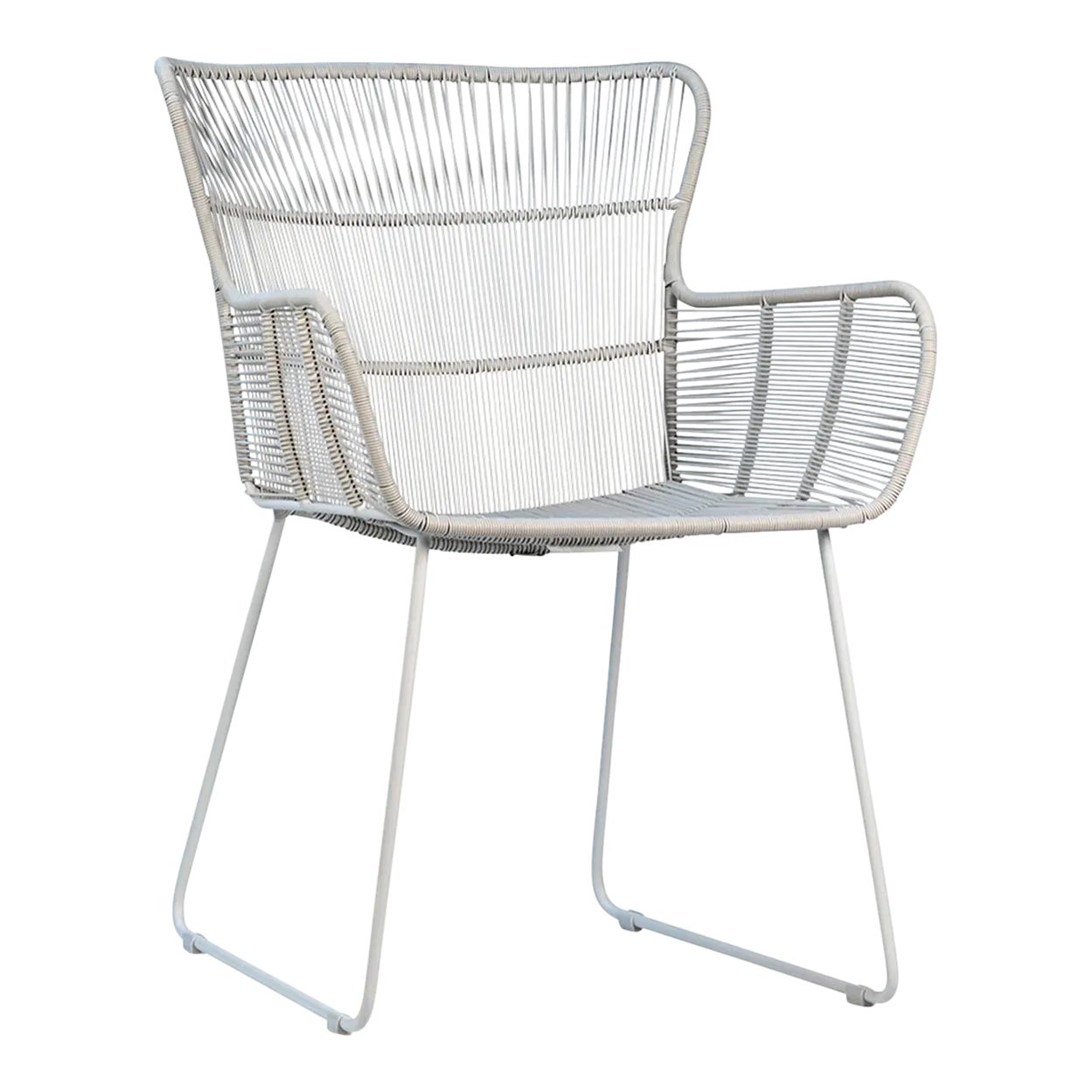 Outdoor White Rope Dining Arm Chair | Chairish