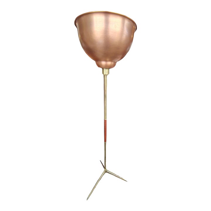 1950s Visual Comfort MCM Copper Torchiere Lamp | Chairish