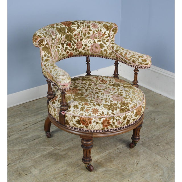 19th Century Walnut Frame Easy Chair | Chairish