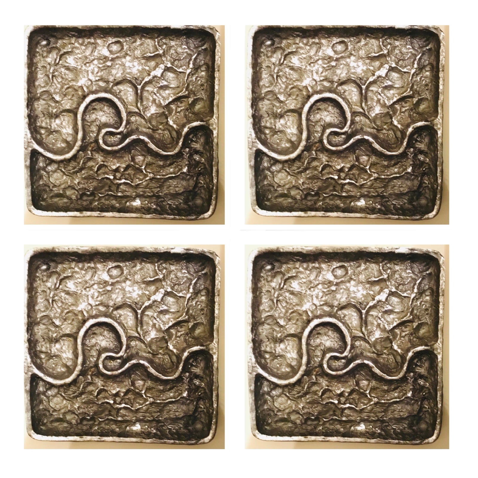 Brutalist Studio a Home Inspired Modern Silver Metal Panels - Set of 4 ...