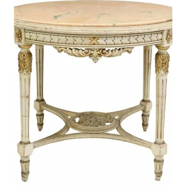 Vintage French Louis XVI Style Marble Top Center Table | Chairish