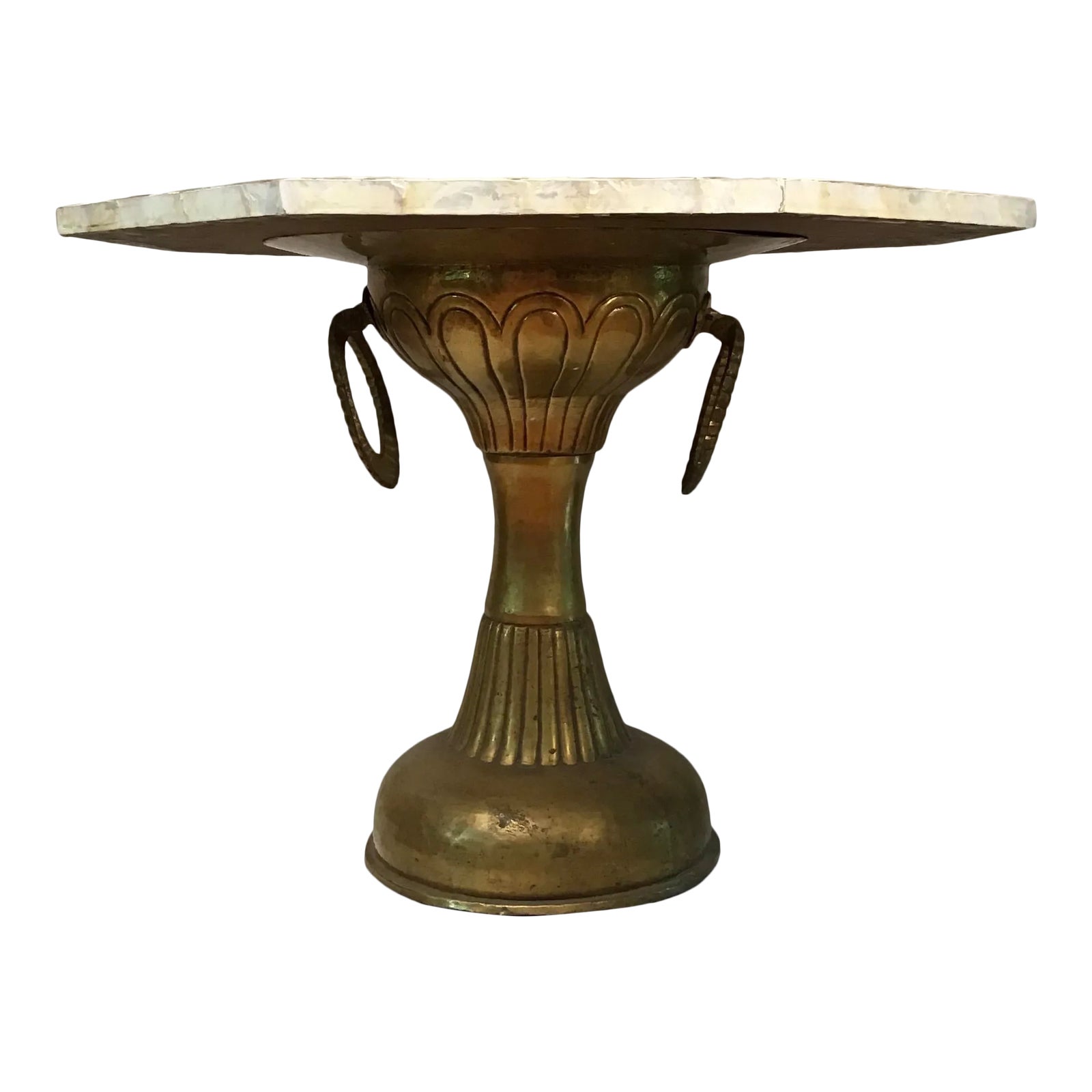 Vintage Hollywood Regency Octagon Capiz Shell Top End Table | Chairish