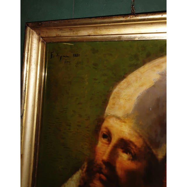 Saint Ambrose, Oil Painting on Glass, 1950s | Chairish